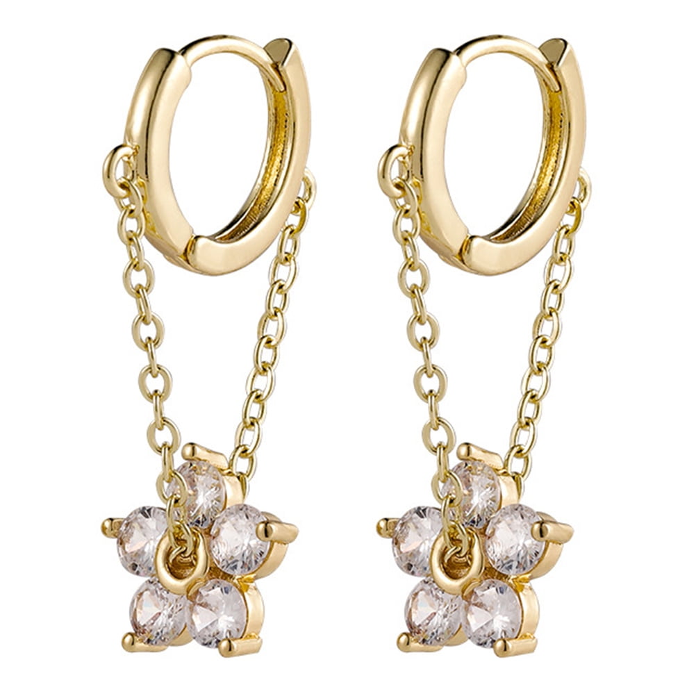 ETHZZLE Statement Earrings for Women 1 Pair Golden Copper Flower Daily ...
