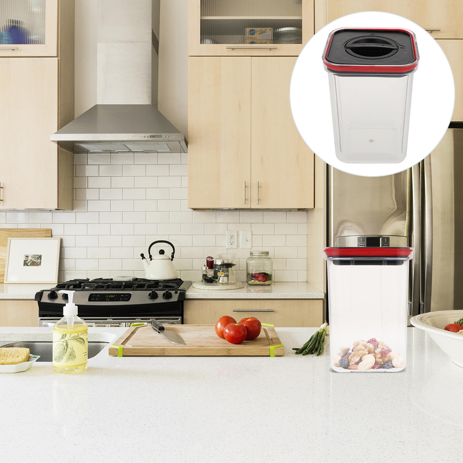 ETHZZLE Red Airtight Plastic Food Storage Container, Stackable Kitchen ...