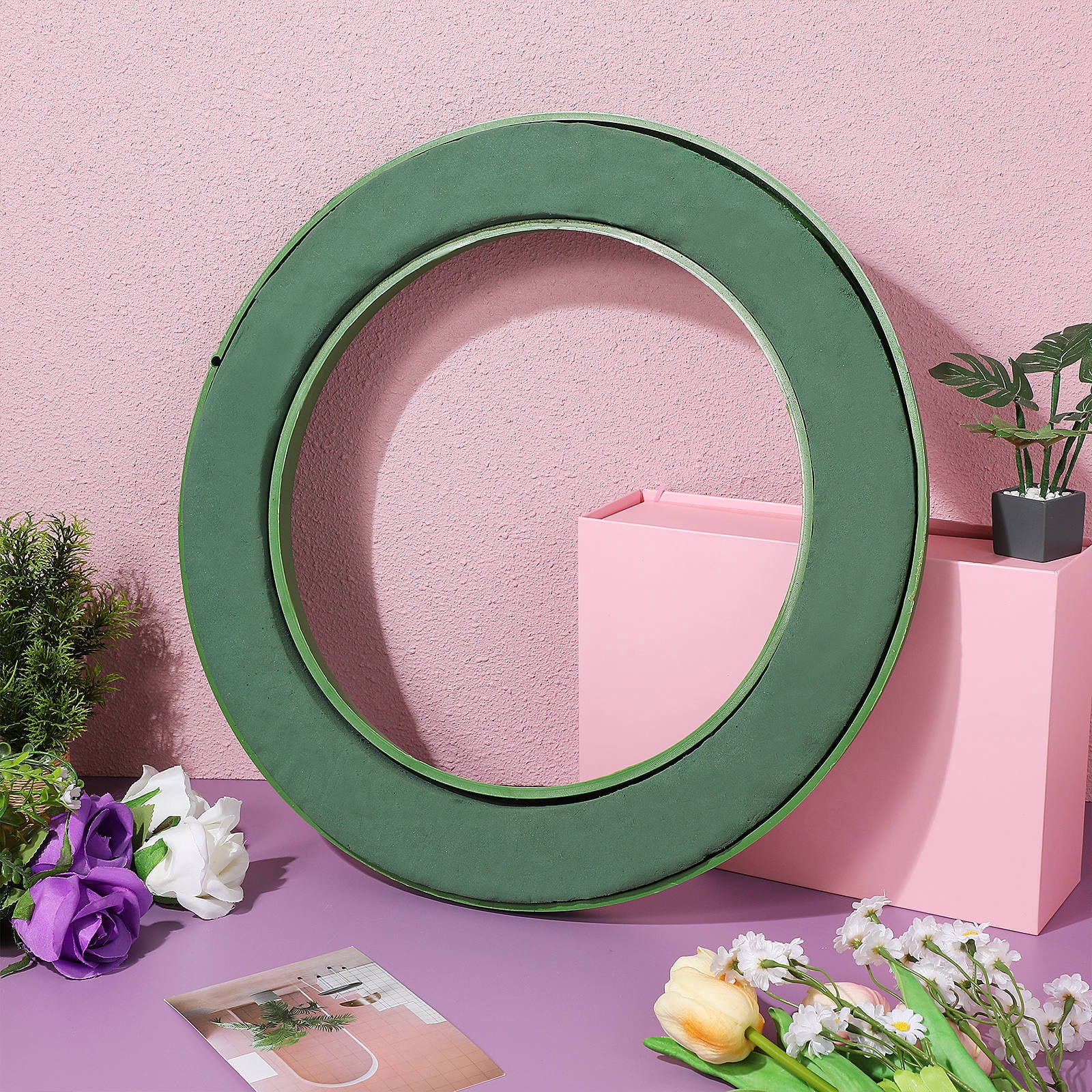 ETHZZLE 1Pc Ring Sucker Green Plastic Floral Mud for Wedding Car Decor ...