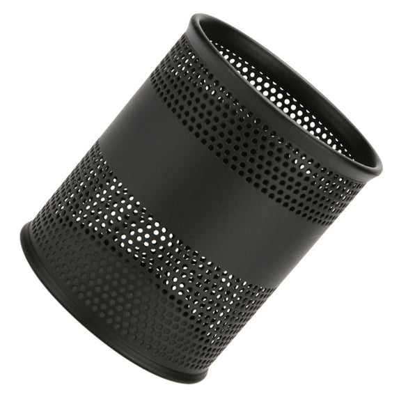 ETHZZLE 1Pc Round Black Iron Pen Holder Metal Mesh Design Compact ...