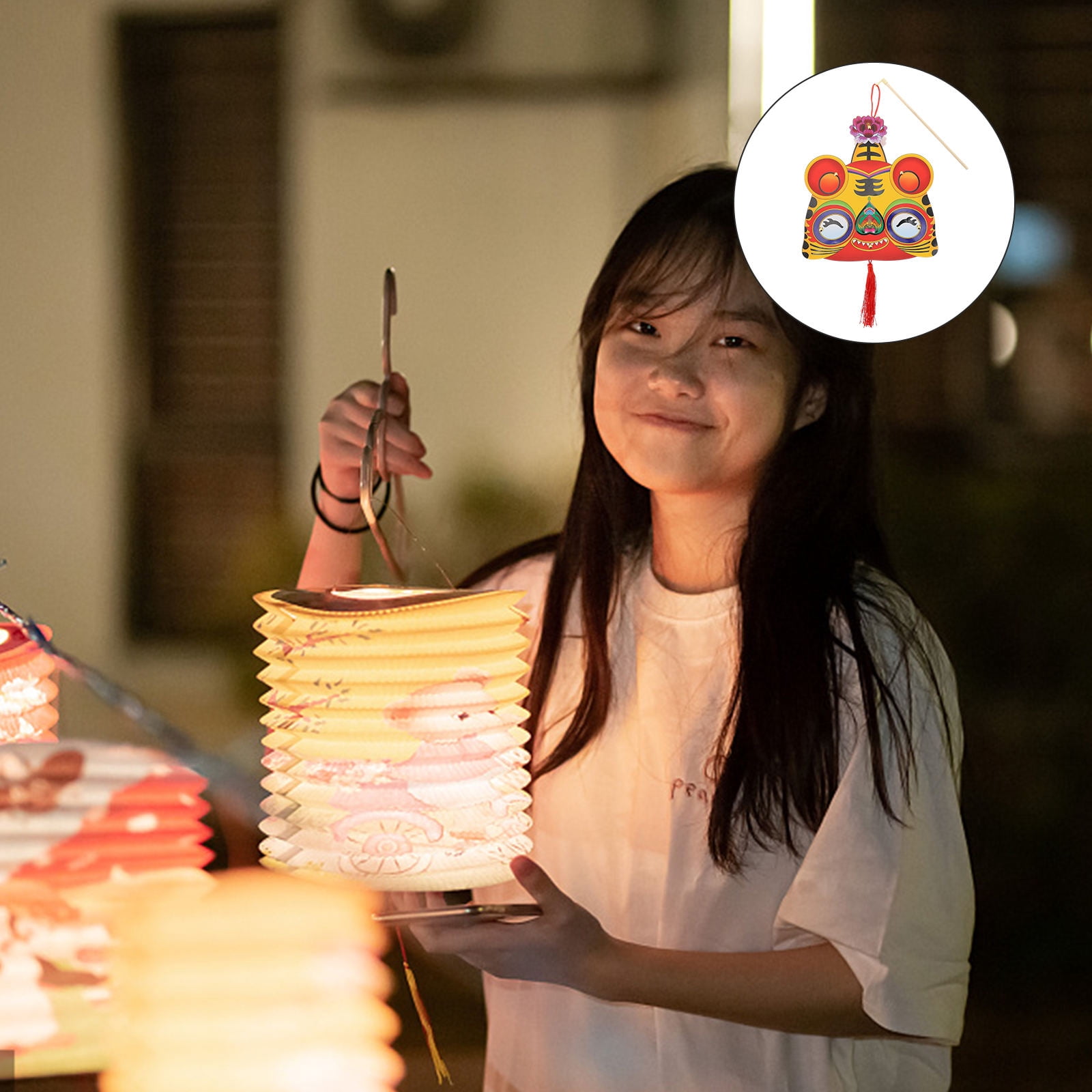 ETHZZLE 1Pcs Luminous Handheld Paper Lantern in Tiger Shape for Family ...