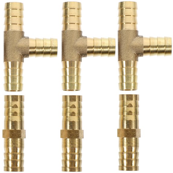 ETHZZLE 1Set Golden Brass Crimp Fitting Hose Connector Easy Install for ...