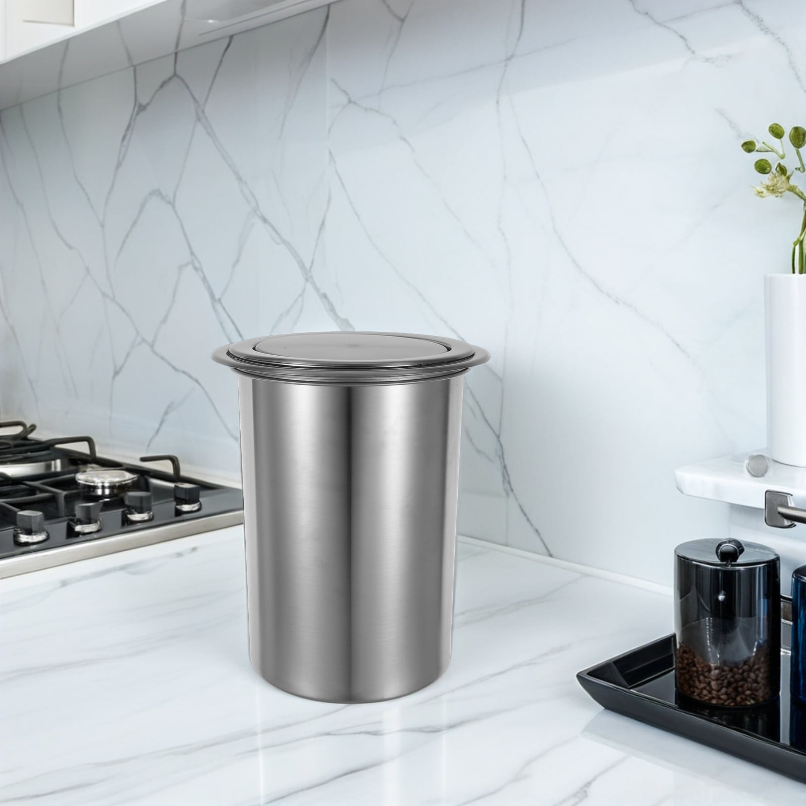 ETHZZLE 1Set Swing Lid Embedded Stainless Steel Kitchen Trash Can ...