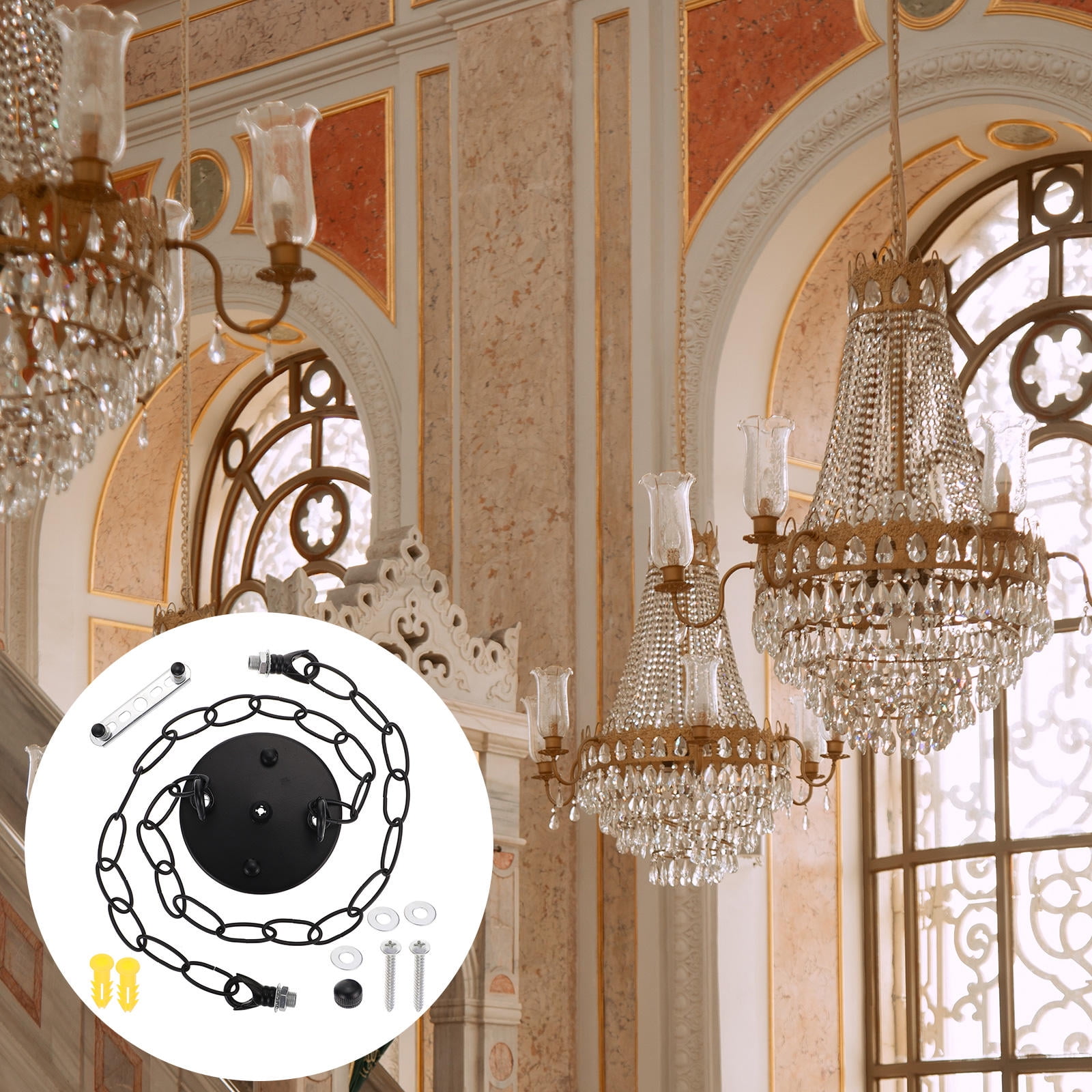 ETHZZLE 1Set Black Ceiling Cover Plate Iron Chandelier Canopy Heavy ...
