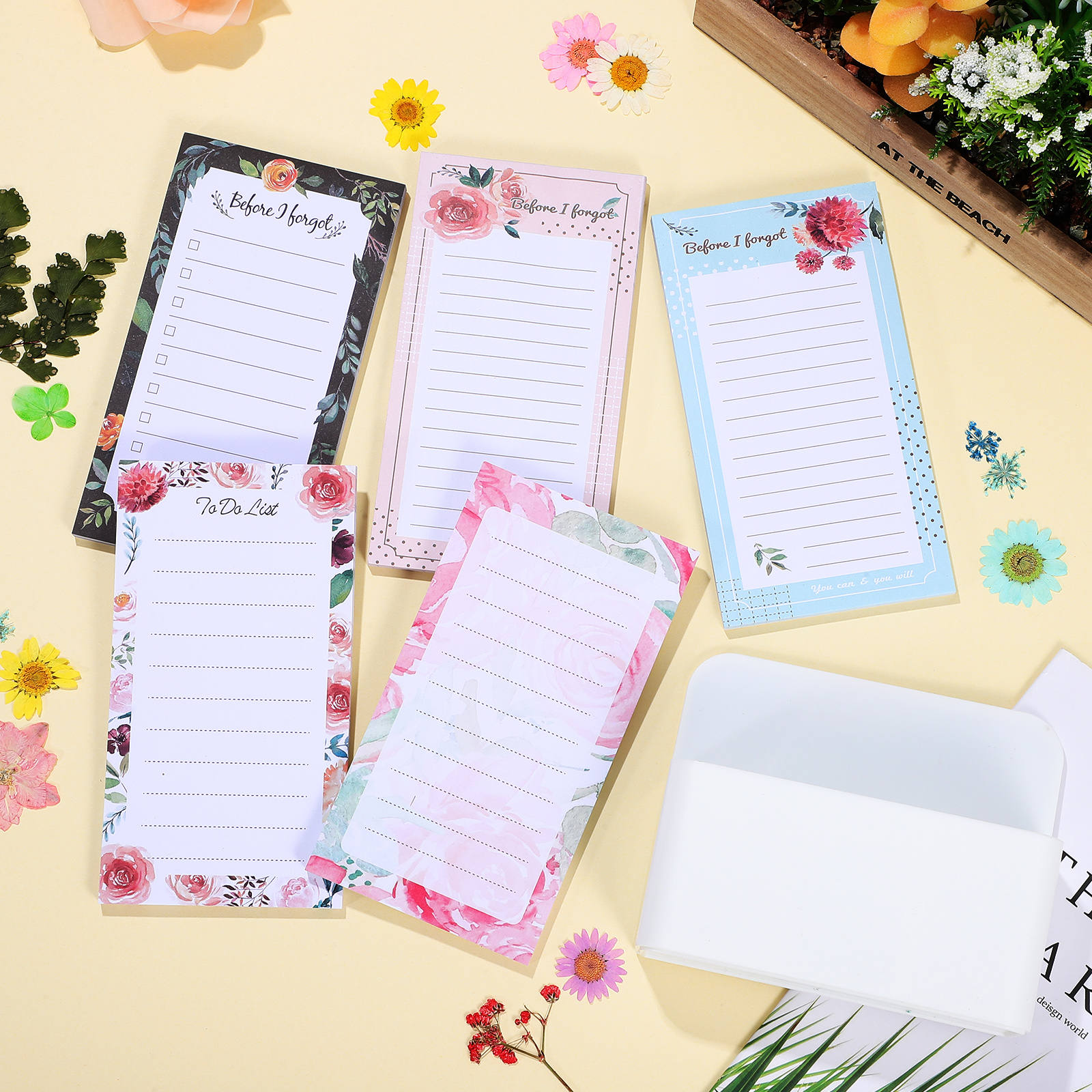 ETHZZLE 1Set Magnetic Fridge Notepad and Pen Holder Assorted Color for ...