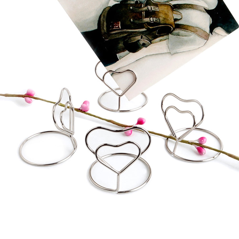 ETHZZLE 24Pcs Stainless Steel Photo Holders with Heart Shape Clip for ...