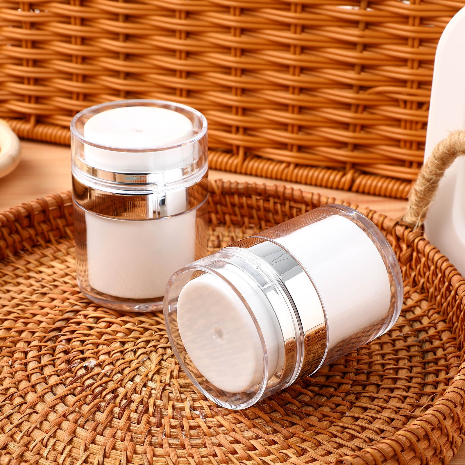 ETHZZLE 2Pcs Airless Pump Jars 5.5X5.5X7CM for Empty Cosmetics ...