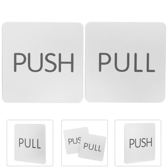 ETHZZLE 2pcs Plastic Push Pull Door Signs Silver for Stores Quick ...