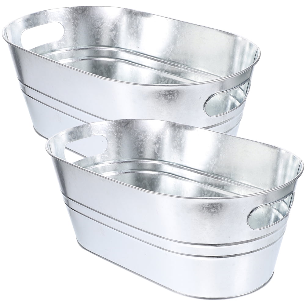 ETHZZLE 2Pcs Simple Design Ice Cube Container for Restaurants Silver ...