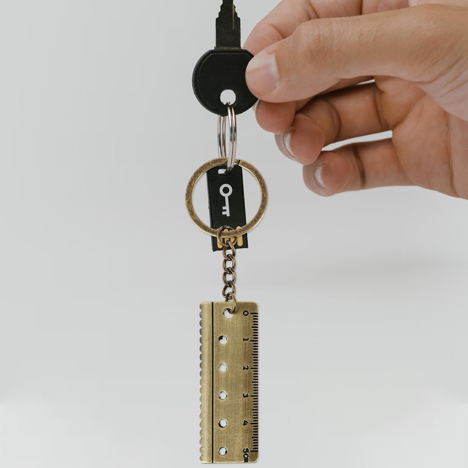 ETHZZLE 3Pcs Metal Key Chain Pendant with Decorative Ruler Shape for ...