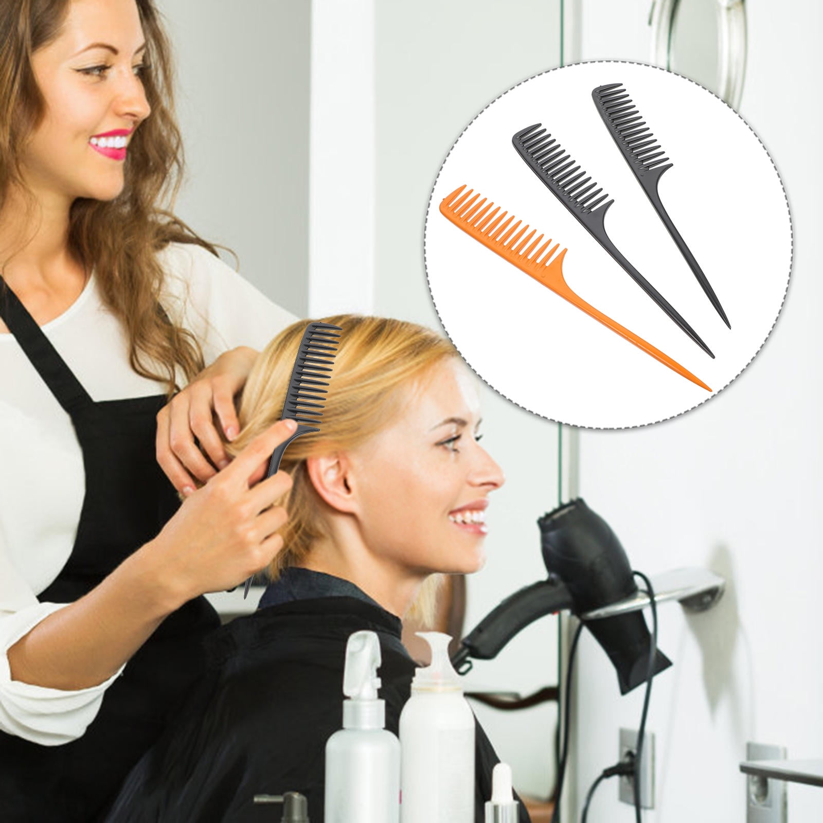 ETHZZLE 3Pcs Wide Teeth Haircutting Comb Plastic Picker for Hair ...
