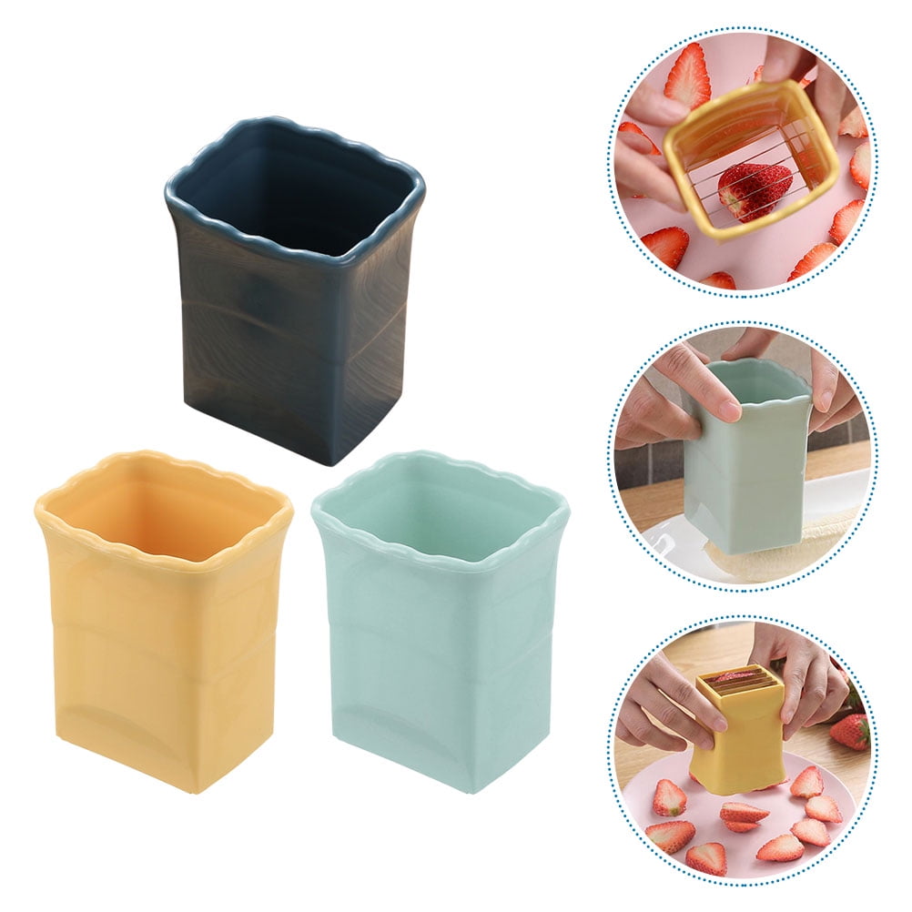 ETHZZLE 3pcs Kitchen Strawberry Tool Plastic Slicing Bananas Fruit ...