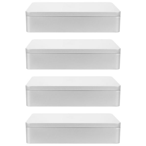 ETHZZLE Small Metal Storage Case Tinplate 4 Pcs Silver - Walmart.com
