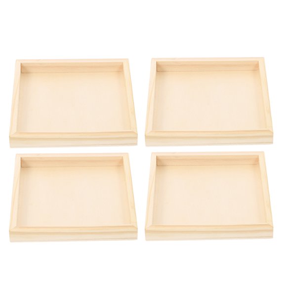 ETHZZLE 4Pcs Beige Wooden Puzzle Sorting Tray Square Tray For Building ...