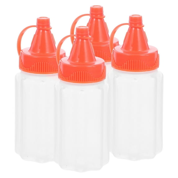 ETHZZLE Set of 4 Plastic Squeeze Bottles with Lids for Condiments, Oil ...