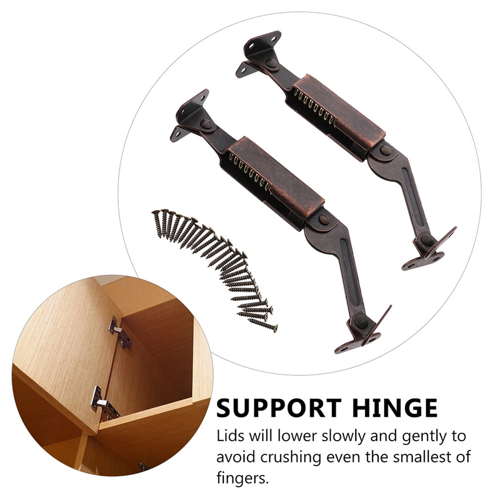 ETHZZLE 4pcs Lid Support Hinge for Box Heavy Duty Iron Multi Curved Arm ...