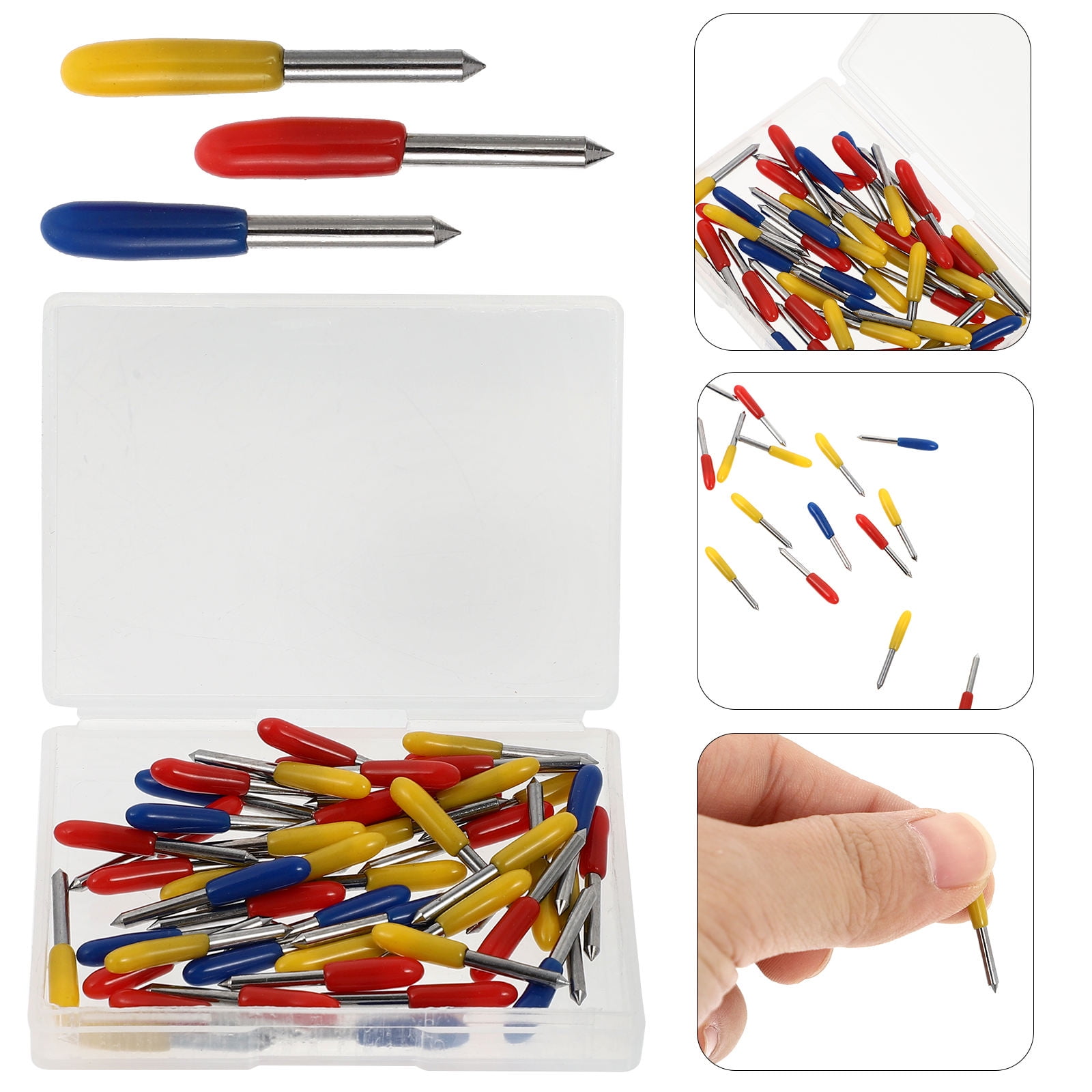 ETHZZLE 50Pcs Plotter Cutting Tool Silver Lettering Cutter Replacement Blades for Vinyl and ...