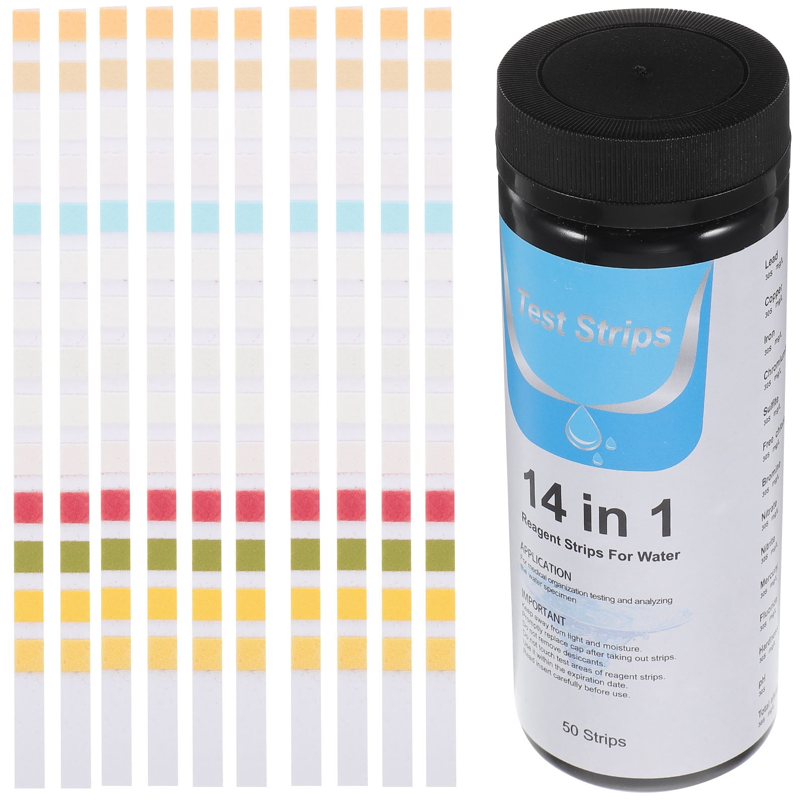 ETHZZLE 50Pcs Water Testing Strips for Swimming Pool and Hot Tub 14 in ...