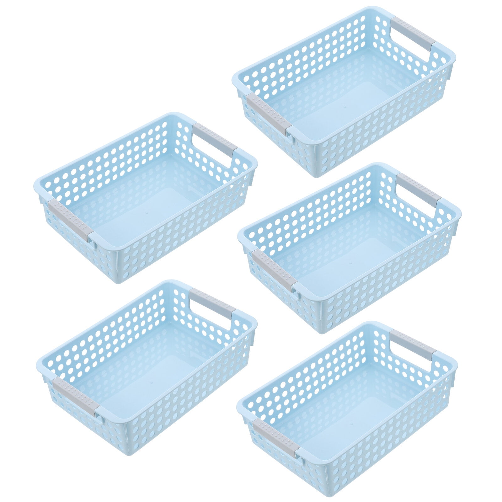 ETHZZLE Set of 5 Plastic Ventilated Storage Baskets for Home and Office ...