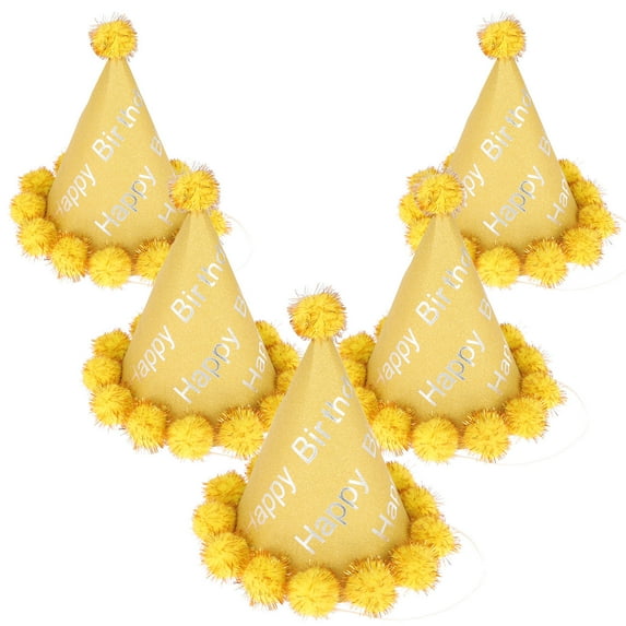 ETHZZLE 5Pcs Golden Cone Birthday Party Hat Creative Design Paper and ...