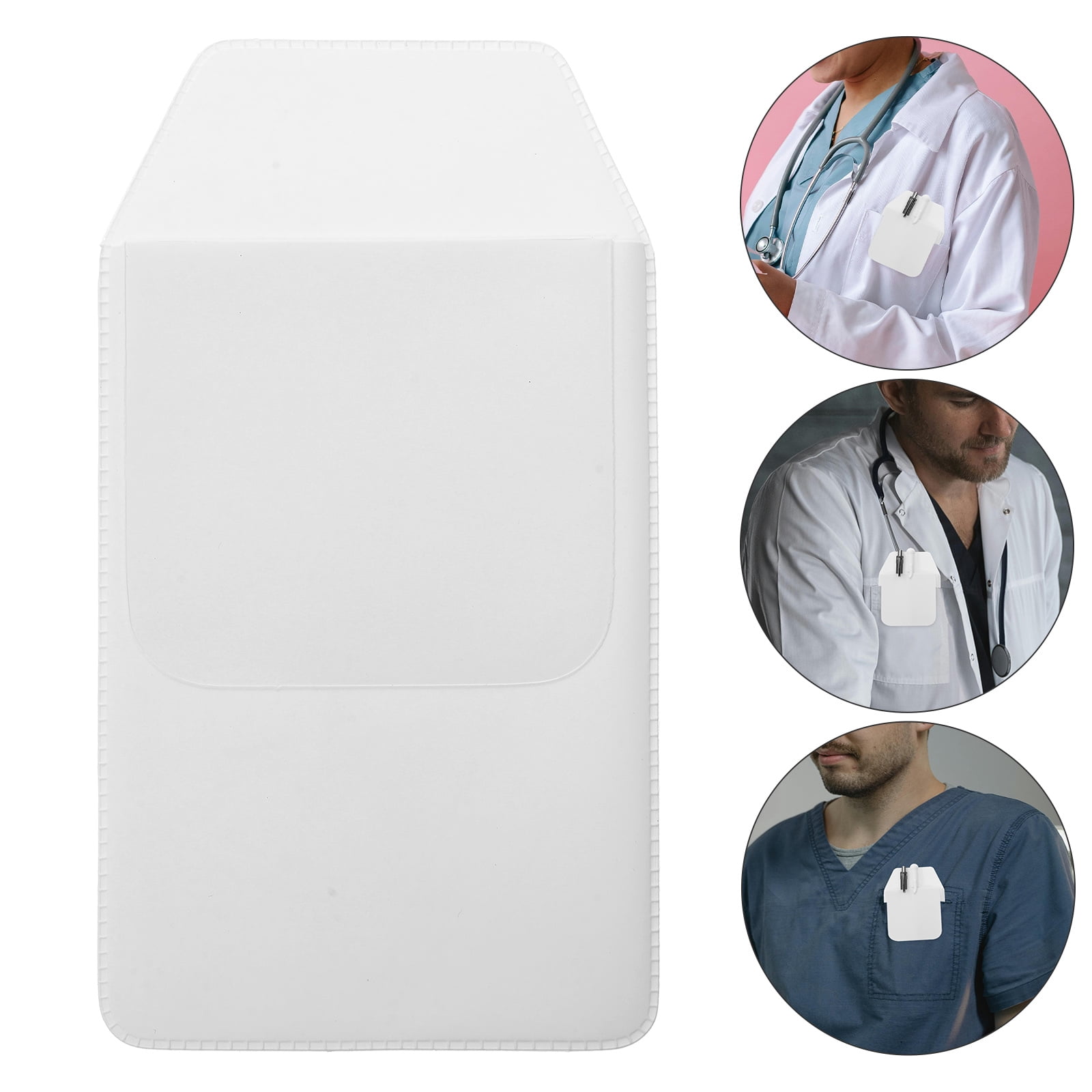 ETHZZLE 5Pcs White PVC Pocket Protector for Lab Coats Pen Organizer ...