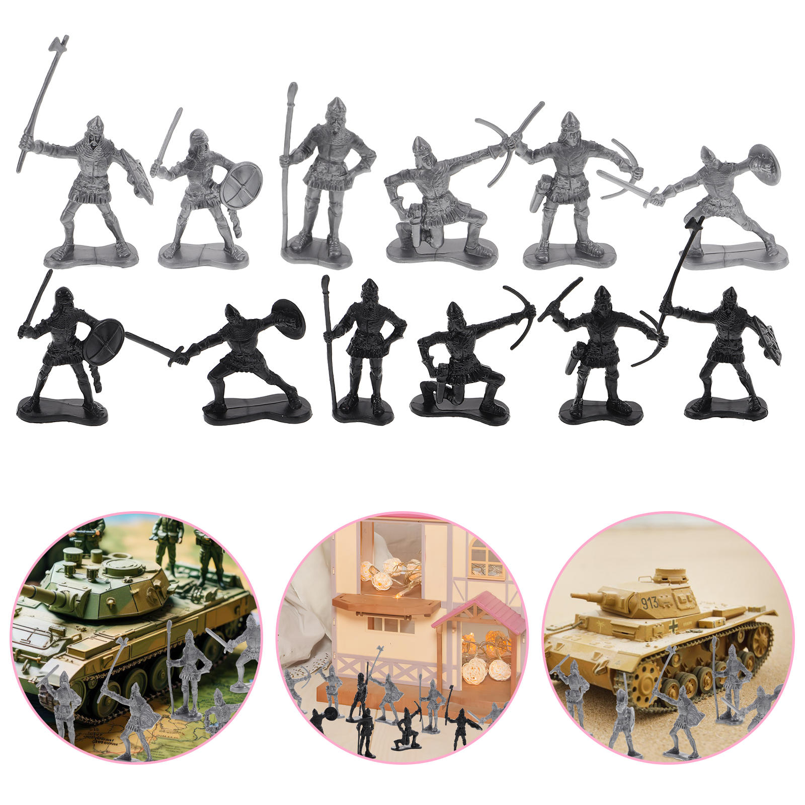 ETHZZLE 60Pcs Unpainted Plastic Medieval Models For History Enthusiasts ...