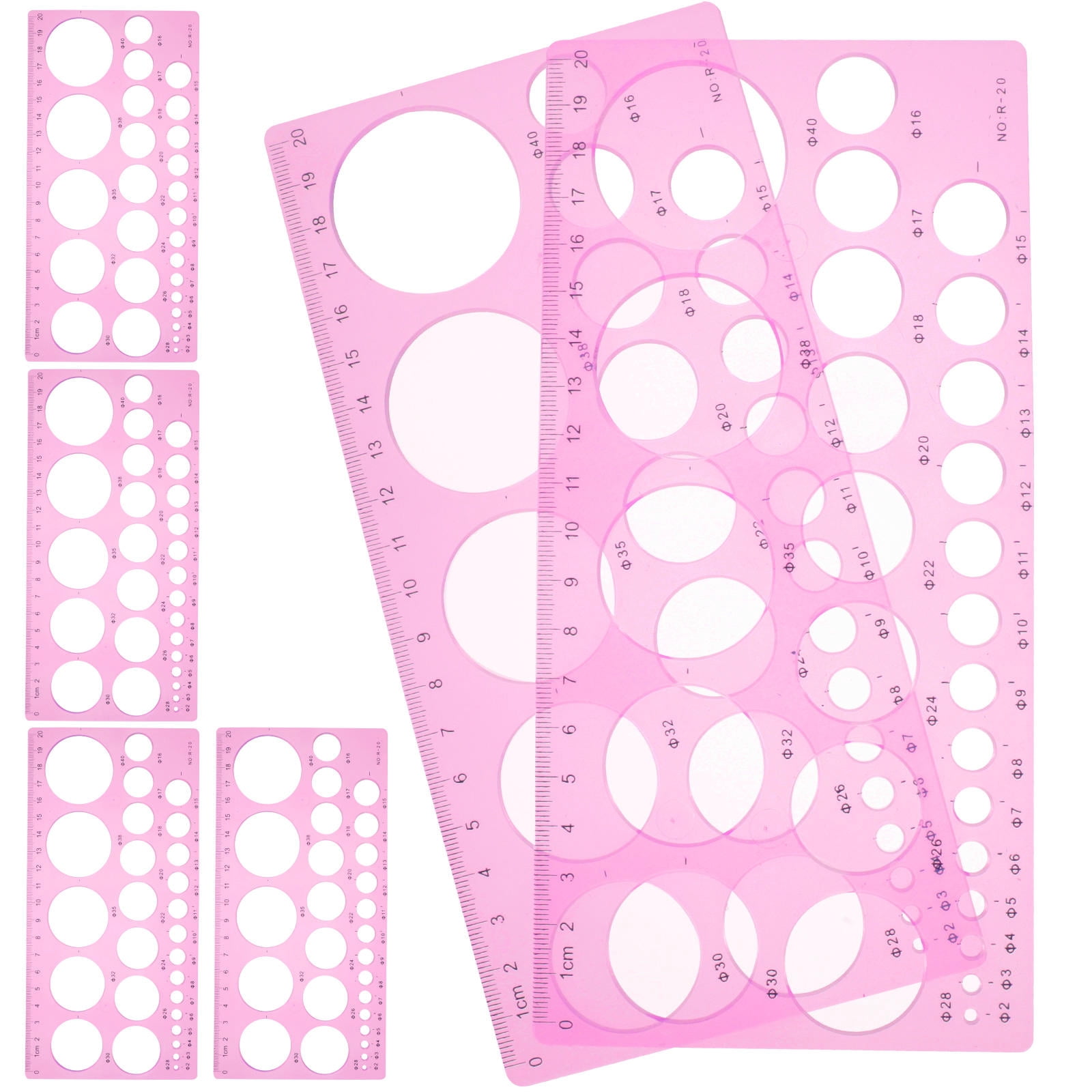 ETHZZLE Drafting Templates Ruler for Drawing Plastic 6Pcs Pink ...