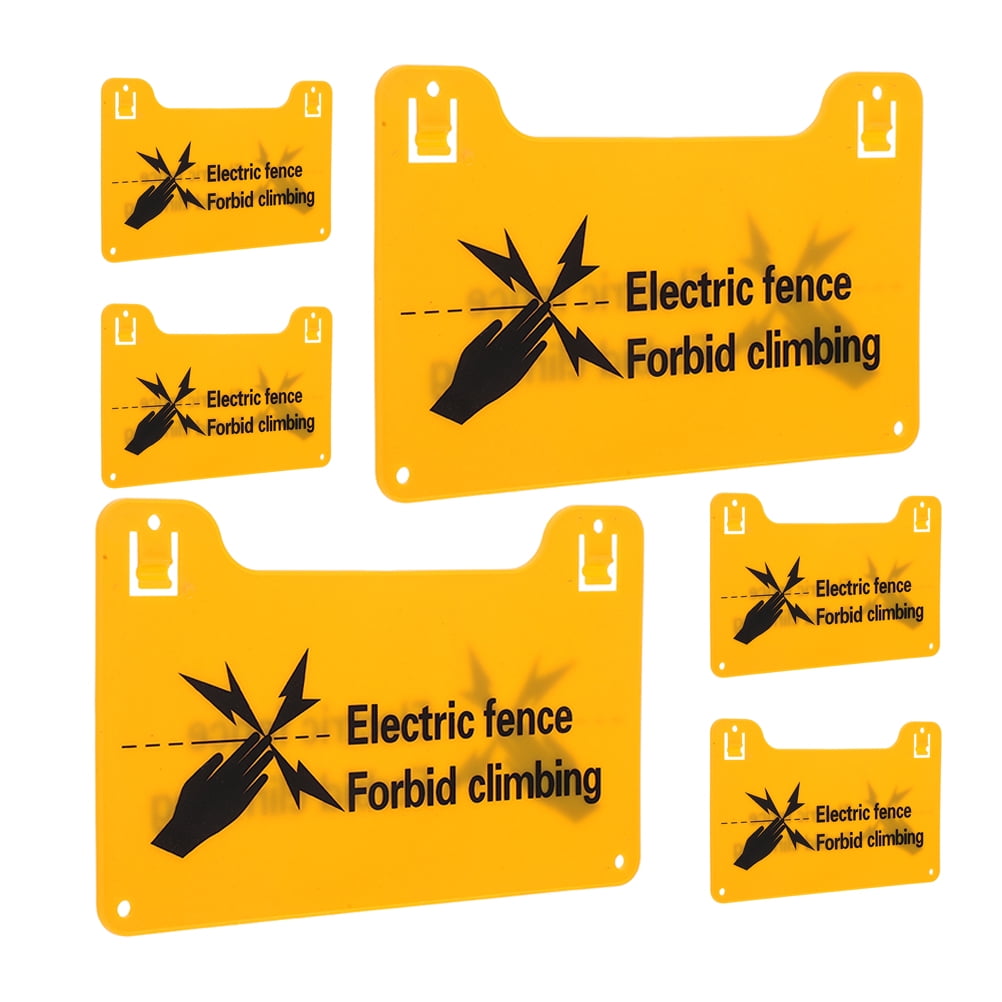 ETHZZLE 6Pcs Yellow Electric Fence Safety Signs Plastic Weatherproof ...