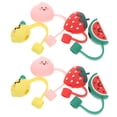 ETHZZLE 8Pcs Reusable Silicone Straw Covers Fruit Design Straw Stoppers ...