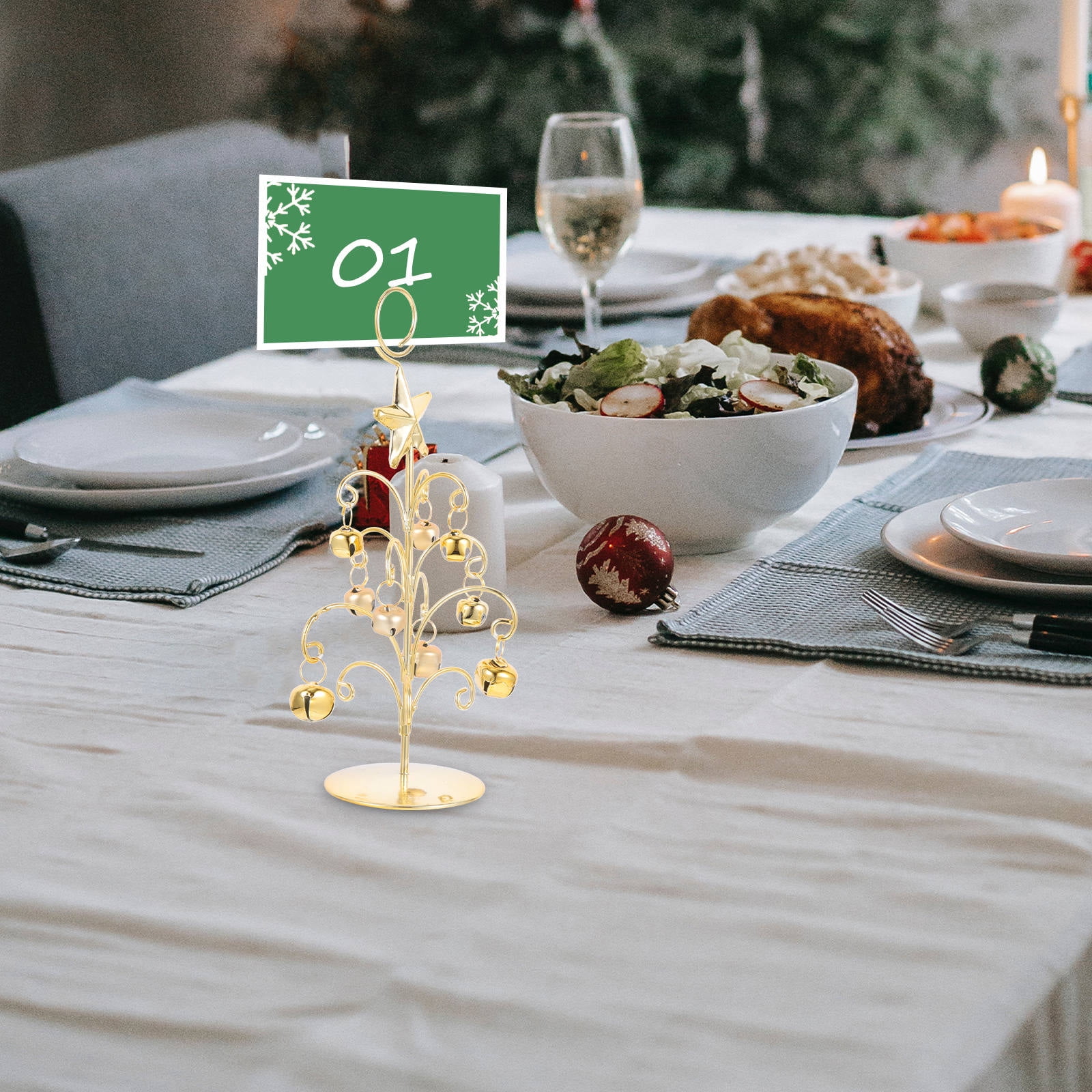 ETHZZLE Plated Christmas Tree Table Number Holder for Business Events ...