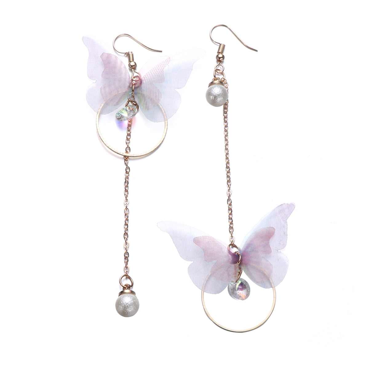 ETHZZLE Delicate Golden Alloy Dangle Earrings with Asymmetric Butterfly ...