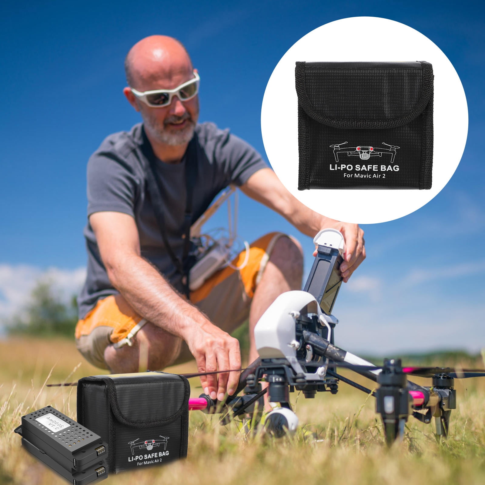 ETHZZLE Drone Battery Safe Bag Black Fireproof Fabric Explosion Proof ...