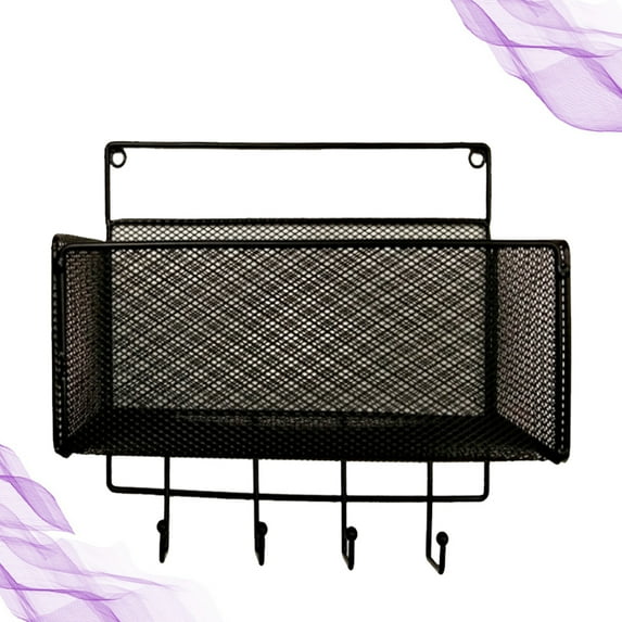 ETHZZLE Iron Bathroom Storage Rack Black Wall Mounted Mesh Organizer ...