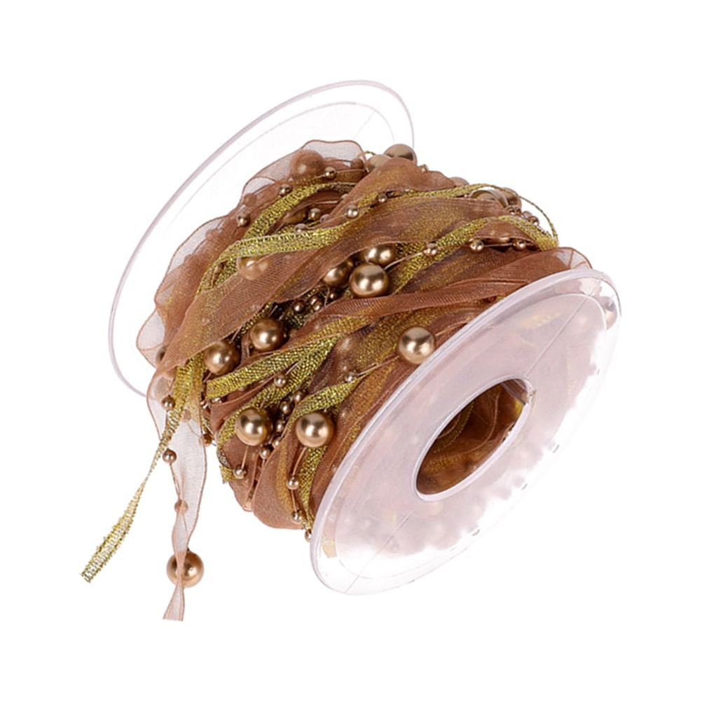 ETHZZLE Golden Beaded Ribbon Band for DIY Wedding Bouquets and Festive ...