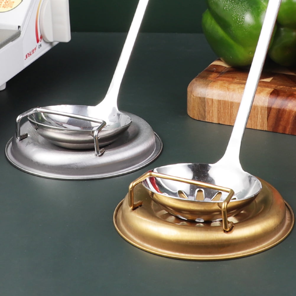 ETHZZLE Metal Ladle Rest Golden Stainless Steel Spoon Rest for Kitchen ...