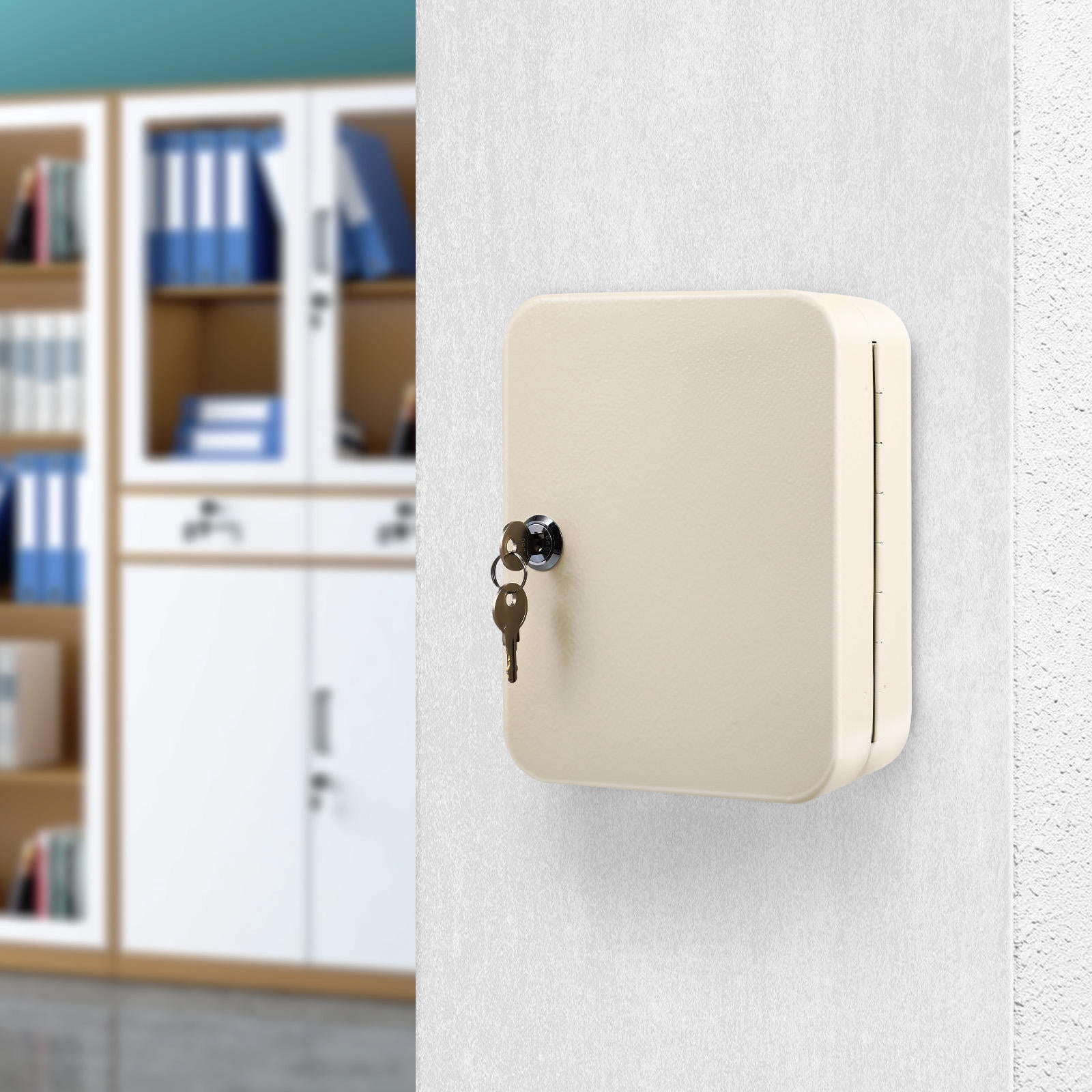 ETHZZLE Key Storage Box Wall Mount White Iron Material with Lock and ...