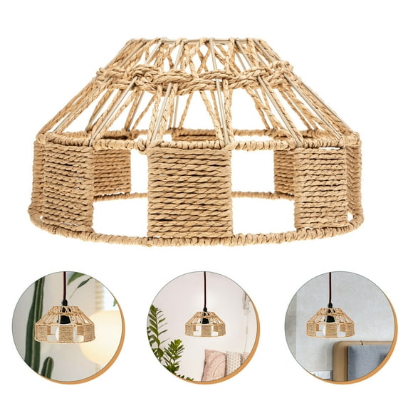 ETHZZLE Light Brown Paper String Ceiling Light Cover Woven Lampshade for Home Decorative Warm ...
