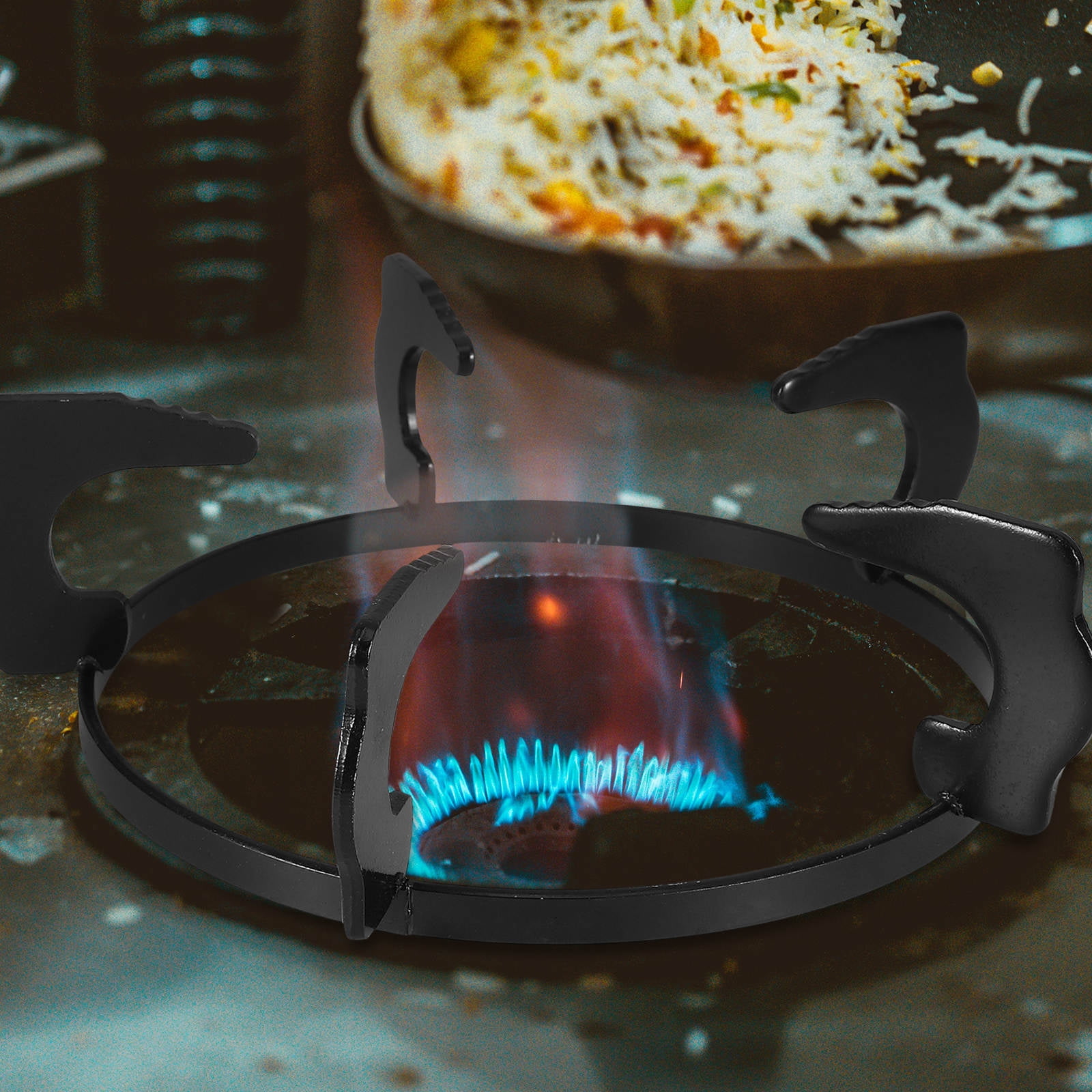 ETHZZLE Non Slip Cooking Rack Gas Stove Riser Black Cast Iron for Home ...