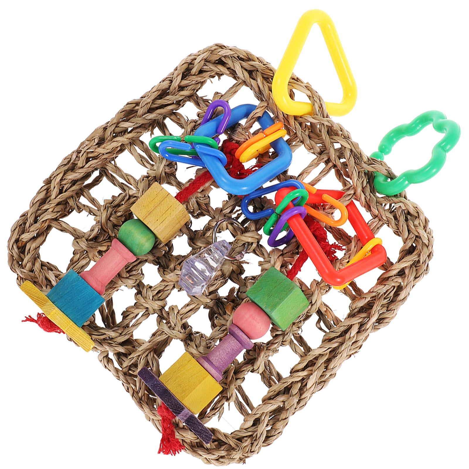 ETHZZLE Bird Feeding Training Toy Chewing Toy Light Brown Straw Plaited ...