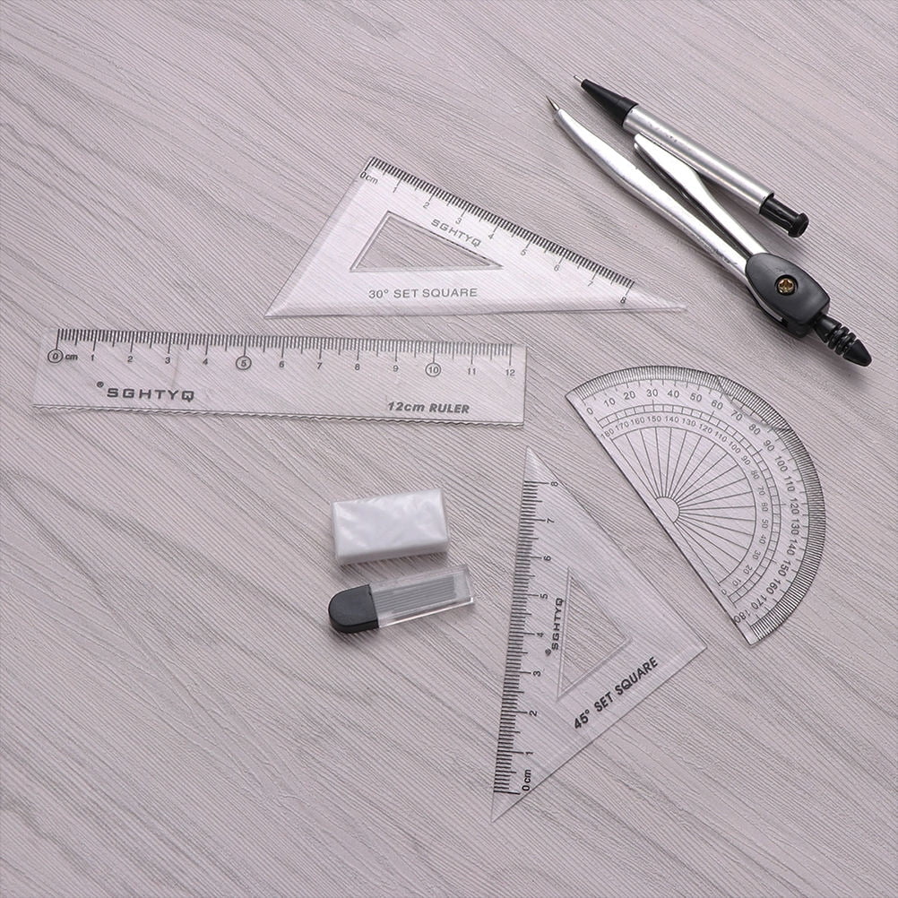 ETHZZLE Drawing Ruler Tool Metal Math Project Kits Silver 2 Sets of ...
