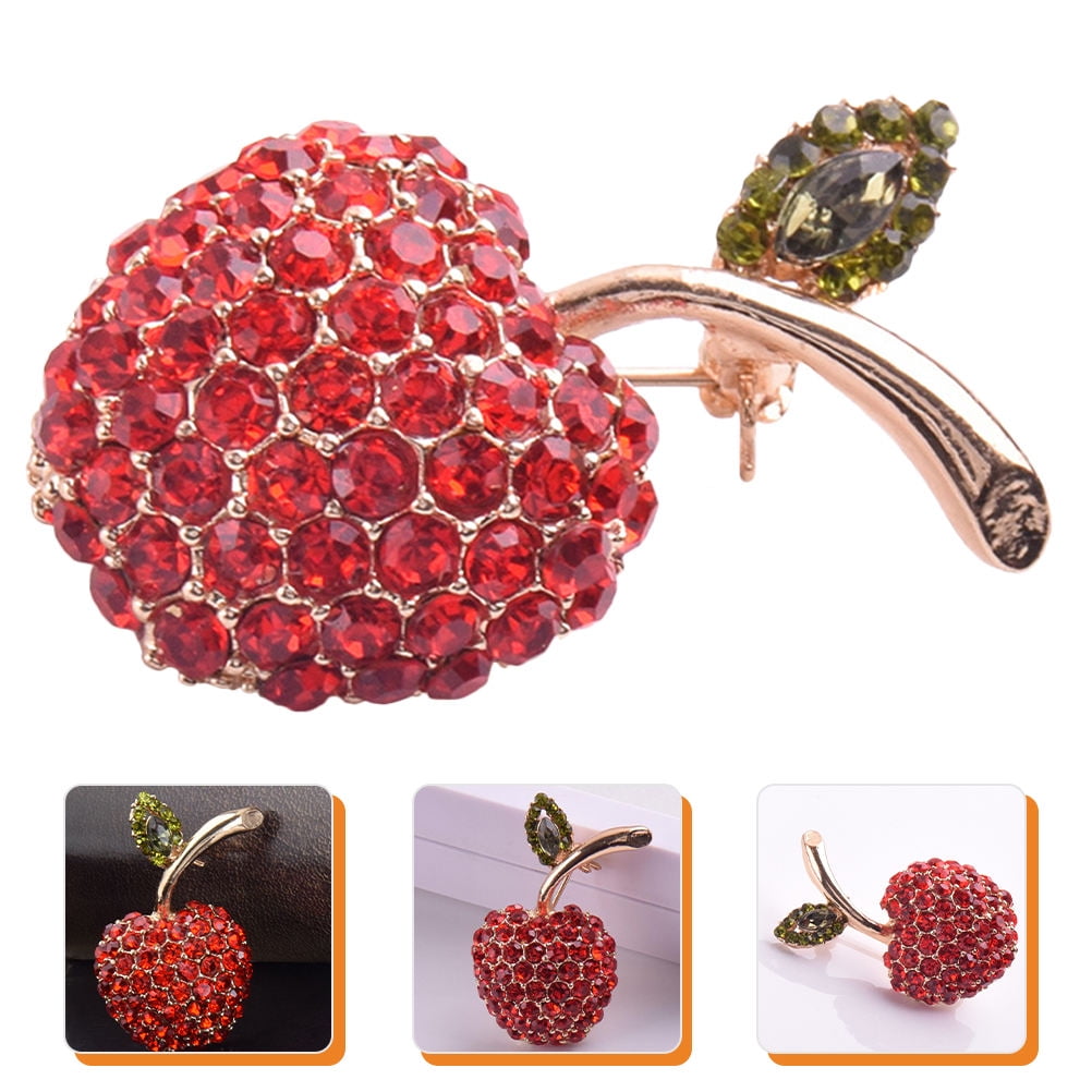 ETHZZLE Crystal Brooch Pin Red Rhinestone Decorative Lapel Clip for ...