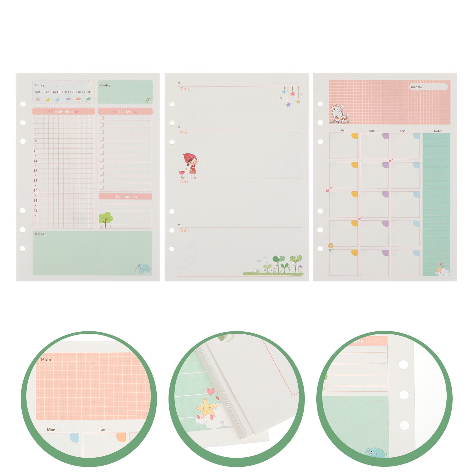 ETHZZLE Six Holes Loose Leaf Papers for Students Assorted Color Thick ...