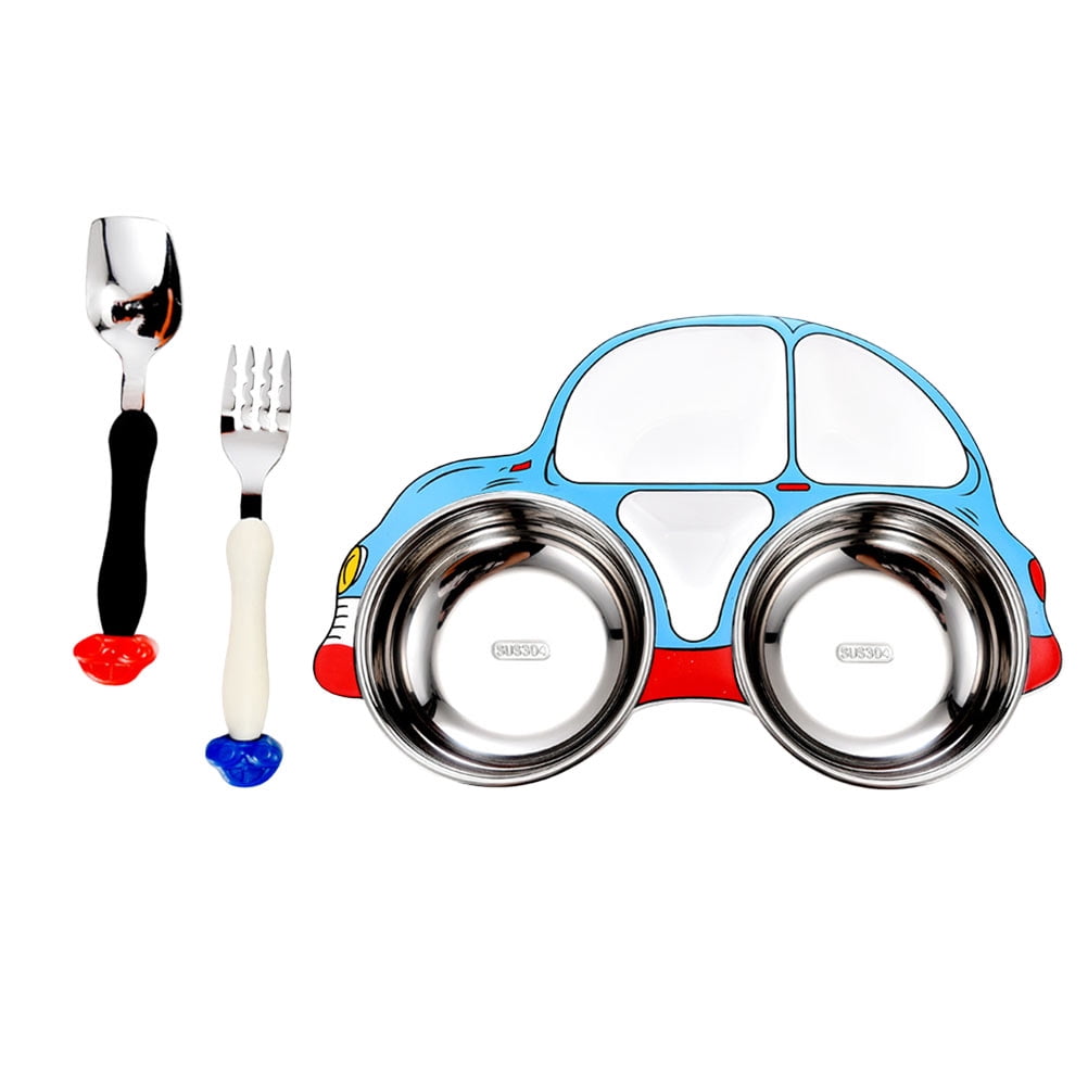 ETHZZLE Stainless Steel Divided Dinner Tray 1 Set of Cartoon Car Shaped ...