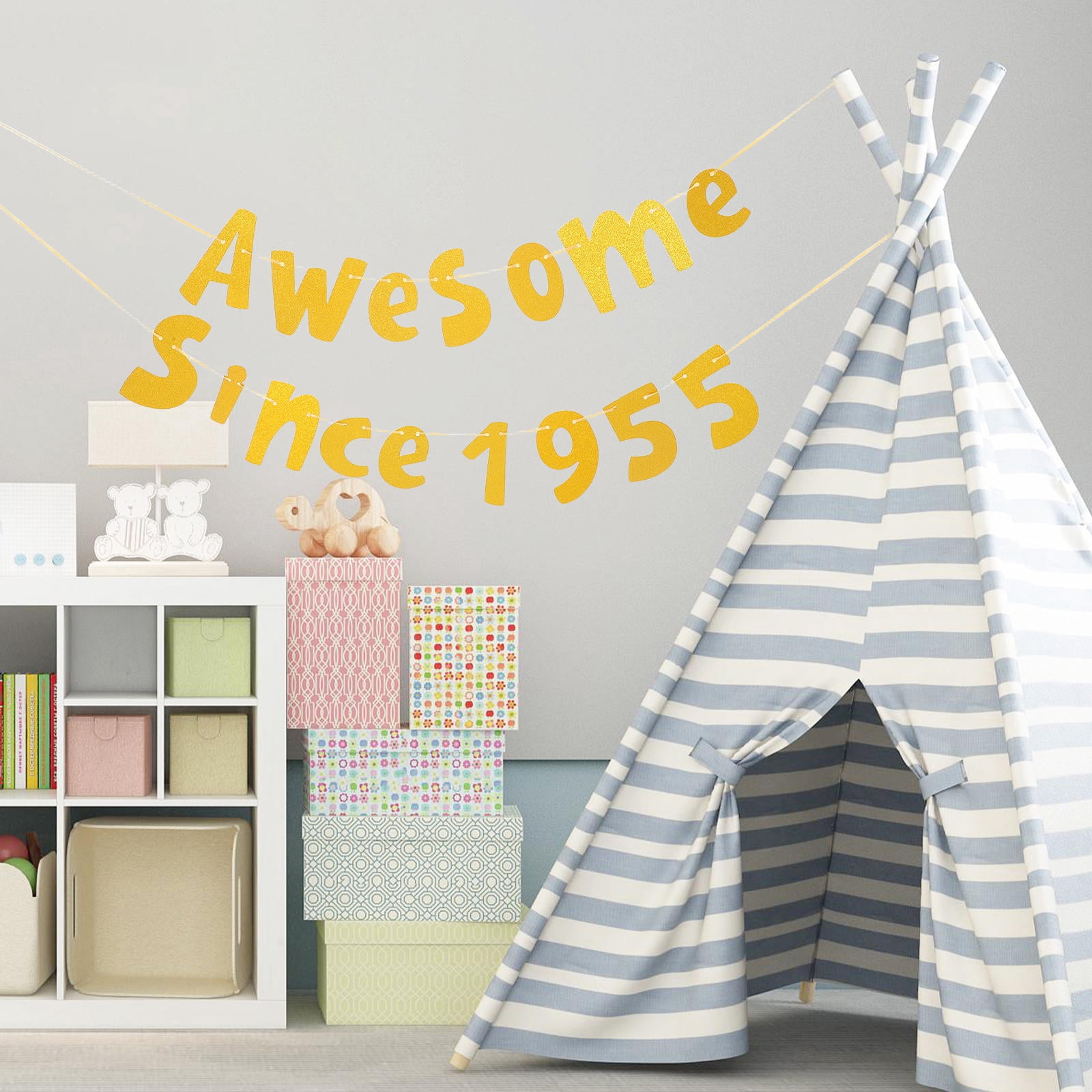 ETHZZLE Wall Door Banner 1995 Anniversary Banner Decor Golden Paper ...