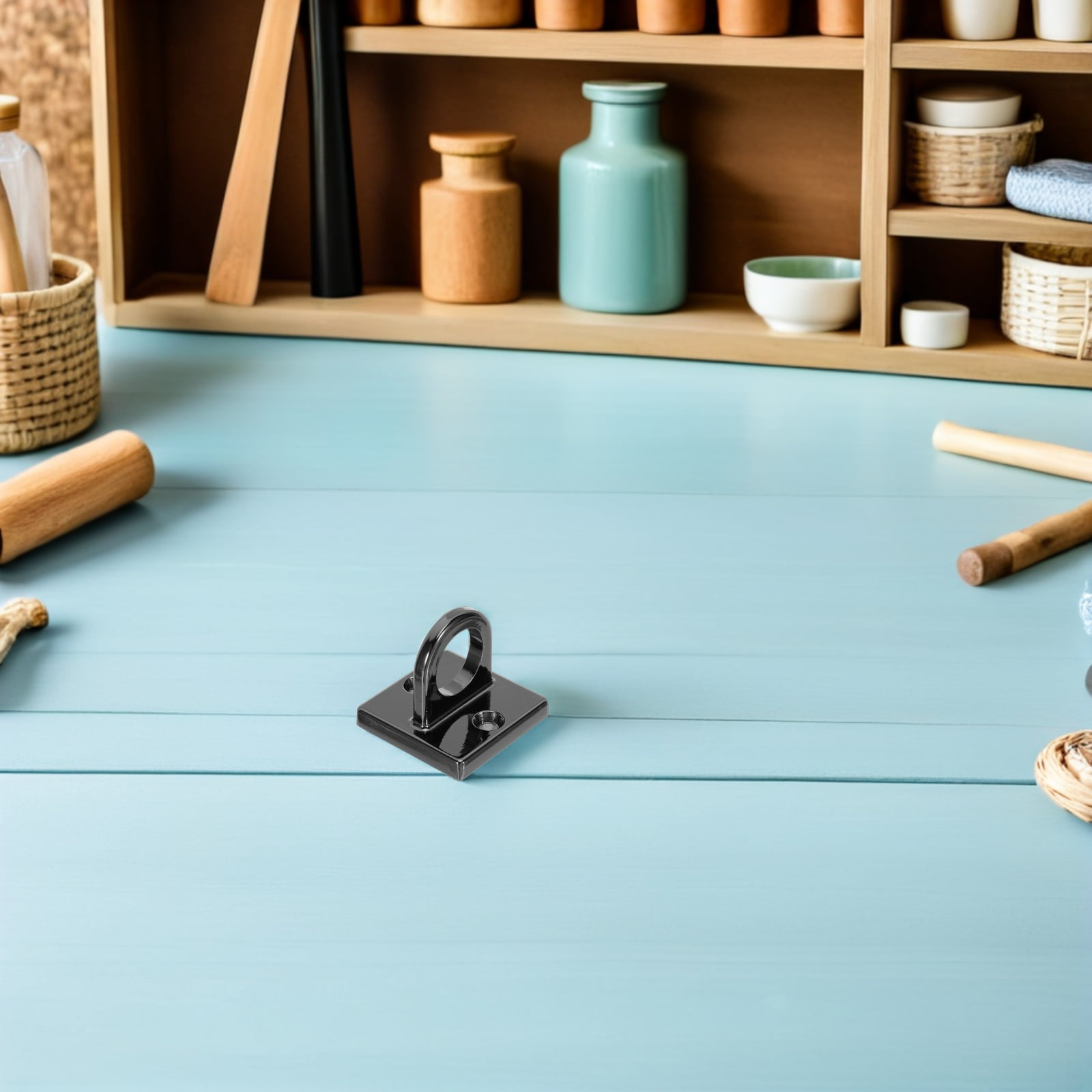 ETHZZLE Wall Mount Pad Eye Plate Hook in Black for Secure Rope Divider ...