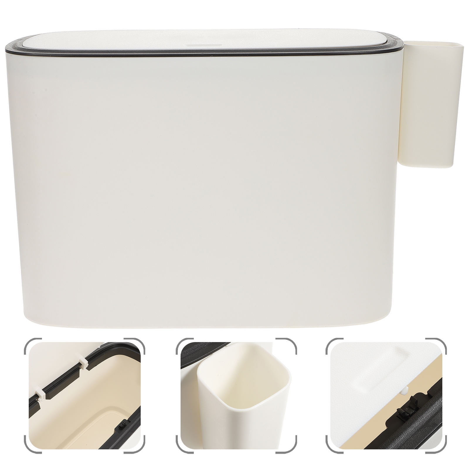 ETHZZLE White Household Garbage Can with Lid Press Type Design for ...