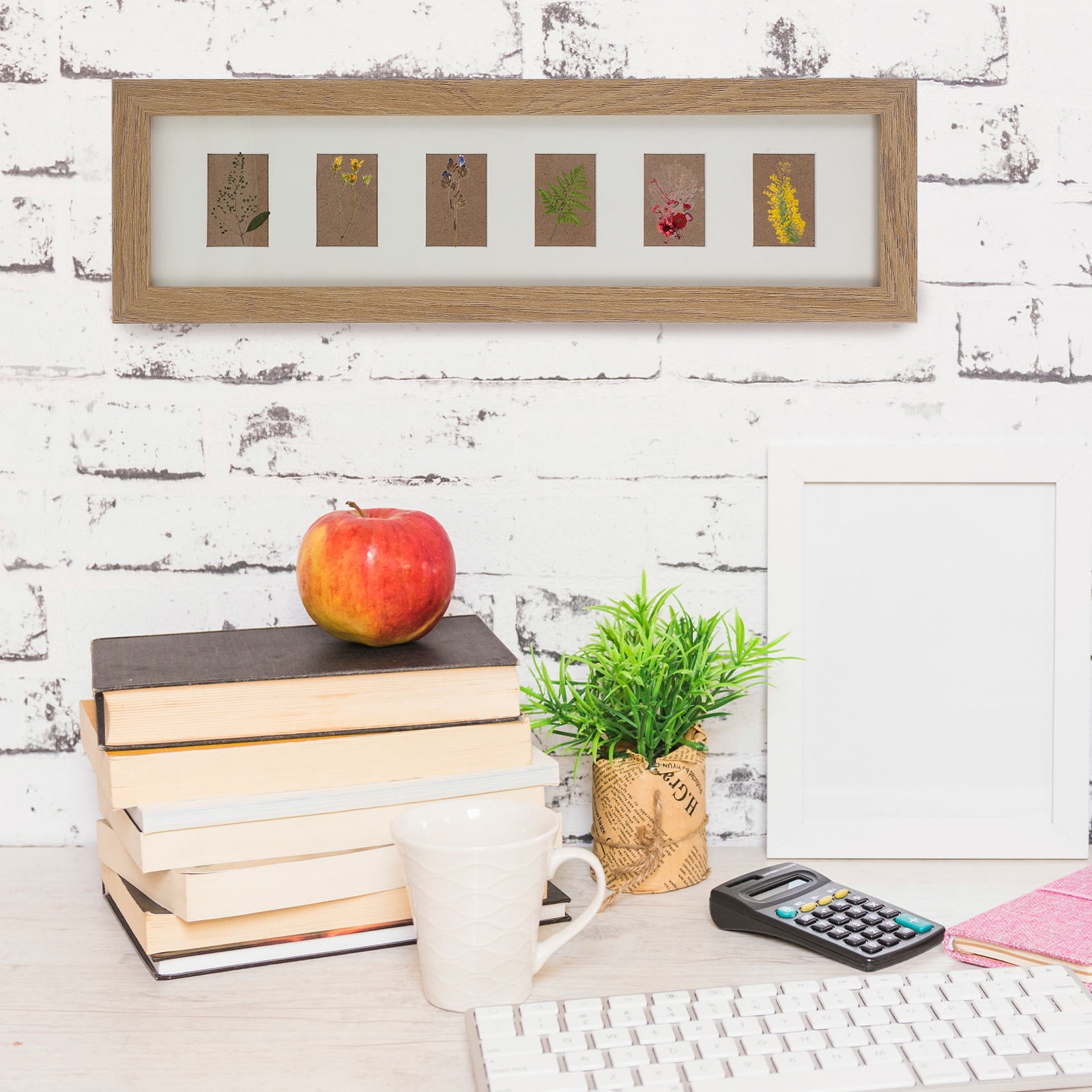 ETHZZLE Wood Picture Frame 6 Grid Light Brown Display For Plant And ...