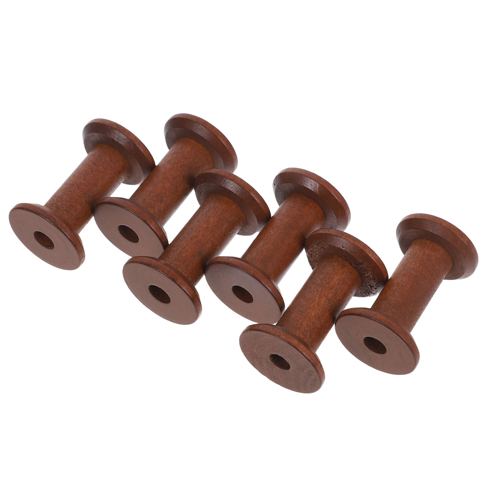 ETHZZLE Yarn Placement Rack 6Pcs Wooden Spools for Crafts Light Brown ...