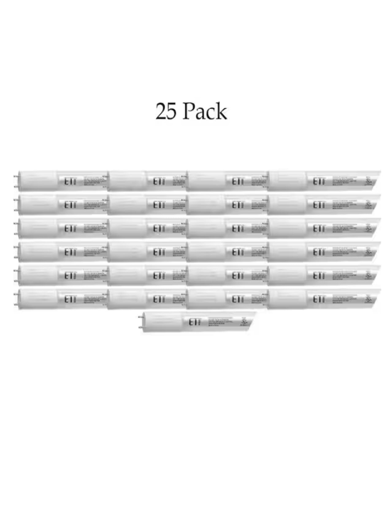 ETI 4ft. LED T8 Shatter Resistant Glass Tube 25 Pack, Double End Power ...