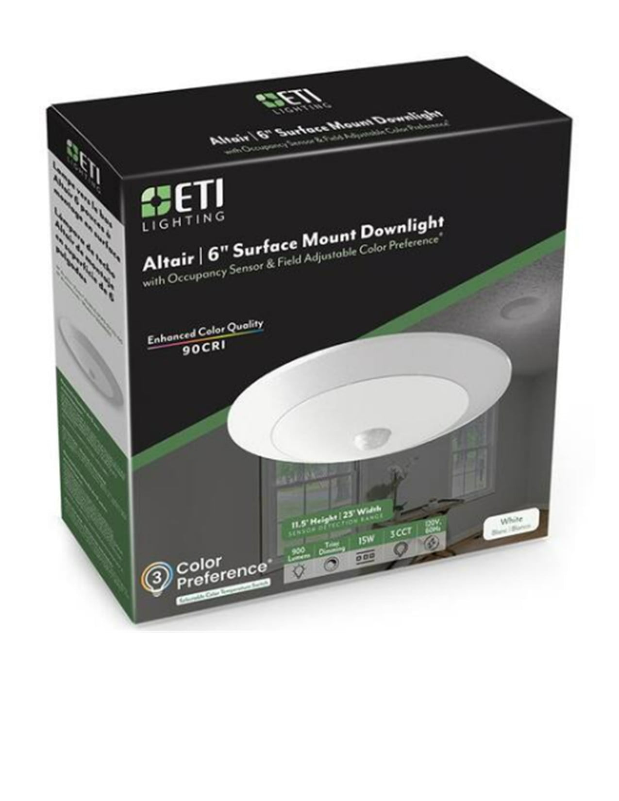 ETI Lighting 6" LED Surface Mount Downlight with Occupancy Sensor, 900 ...